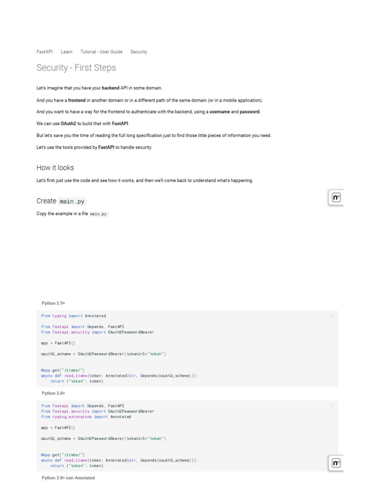 Security - First Steps - FastAPI | PDF | Password | User (Computing)