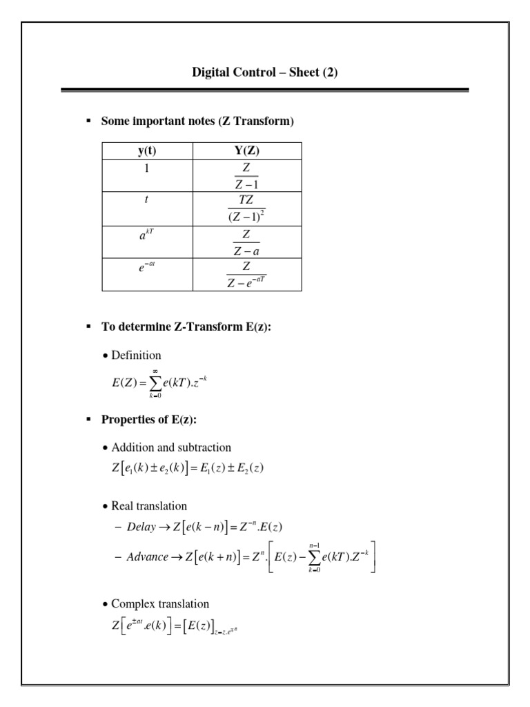 Digital Control - Sheet 2 Solution-1 | Download Free PDF | Abstract Algebra | Mathematical Concepts