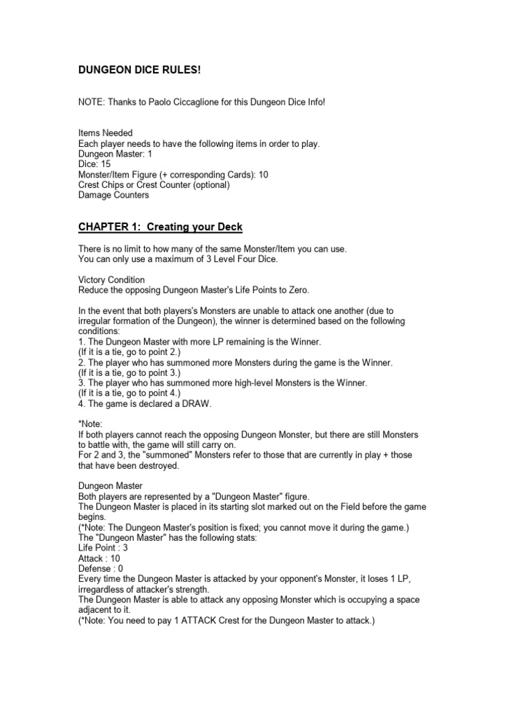 Dungeon Dice Monsters Gameplay Rules | PDF | Gaming | Tabletop Games