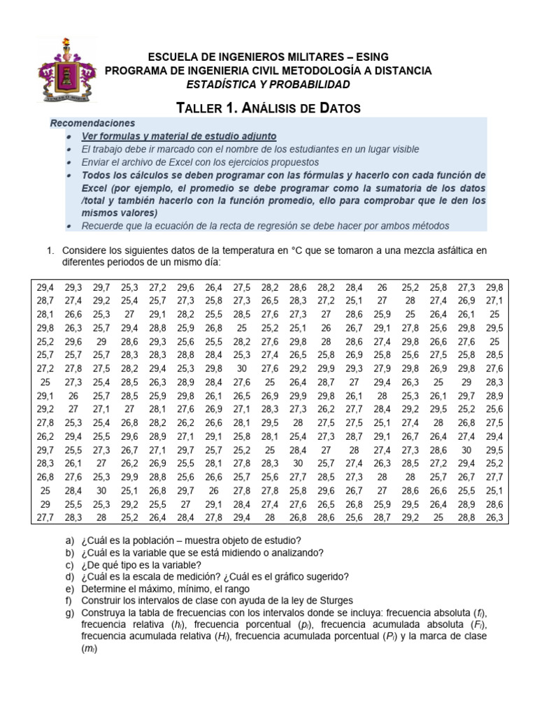 Taller 1 EyP - Corte 2 - 2024A | PDF | Regresión lineal | Desviación Estándar