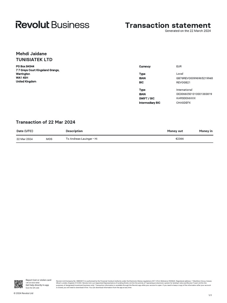 Transaction Statement | PDF | Financial Markets | Service Industries