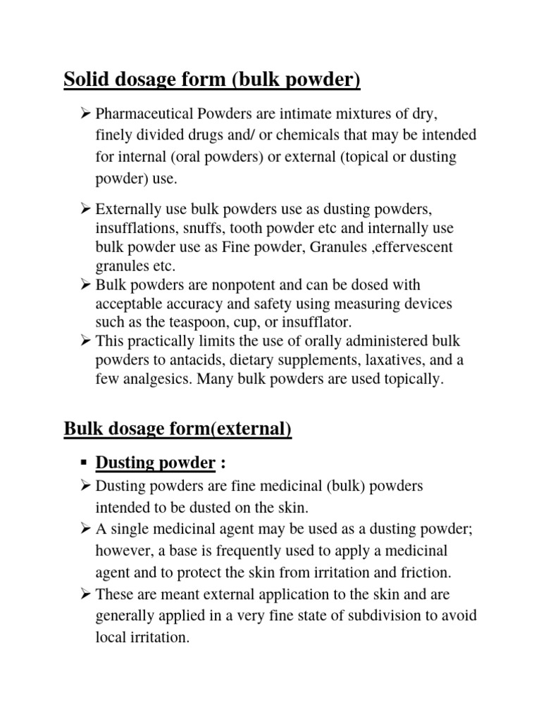 Solid Bulk Dosage Form PDF | PDF | Sodium Bicarbonate | Topical Medication