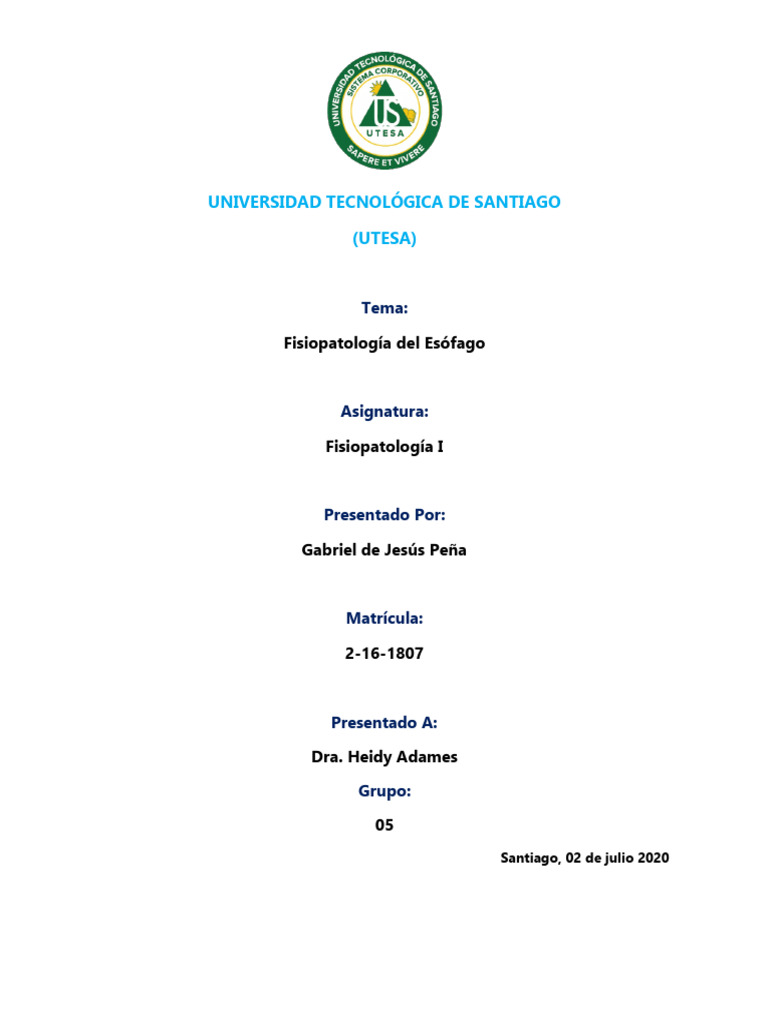 Fsiopato Del Esofago | PDF | Esófago | La enfermedad por reflujo ...