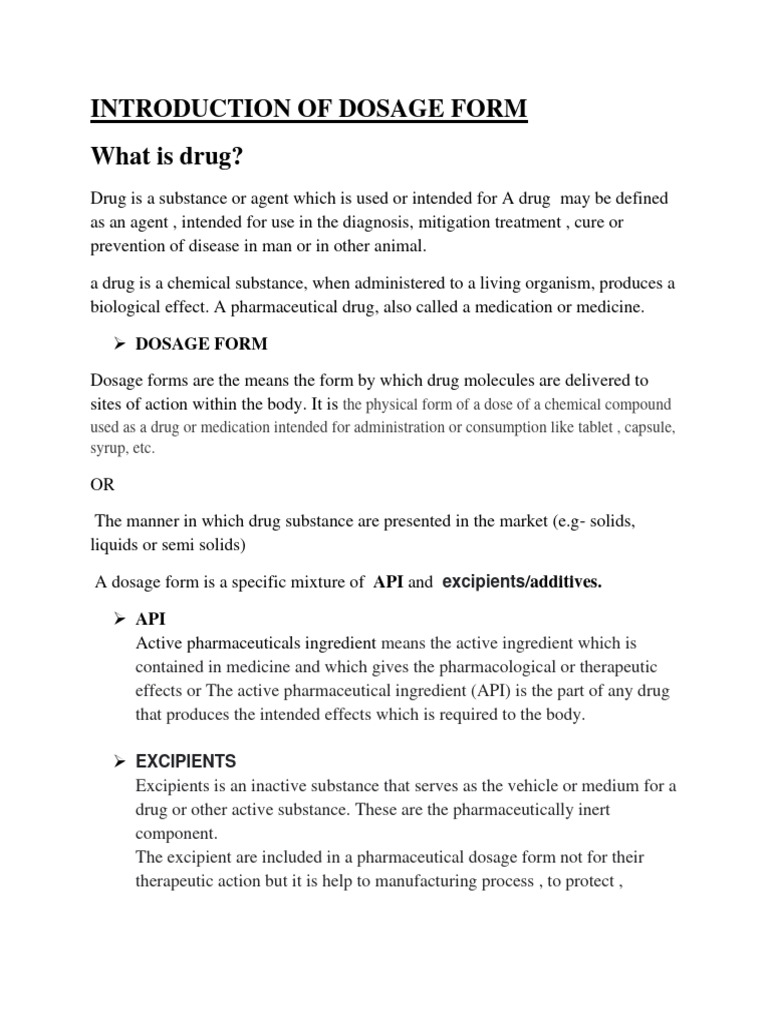 Introduction Part of Dosage Form PDF | PDF
