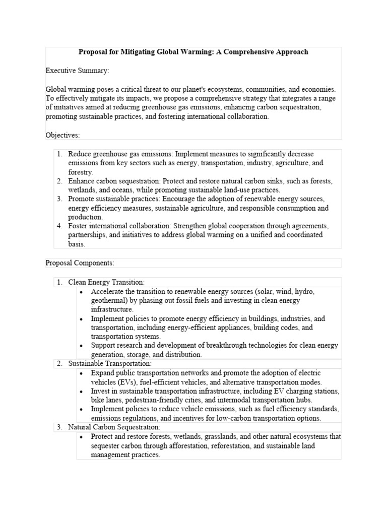 Proposal For Mitigating Global Warming | PDF | Climate Change ...