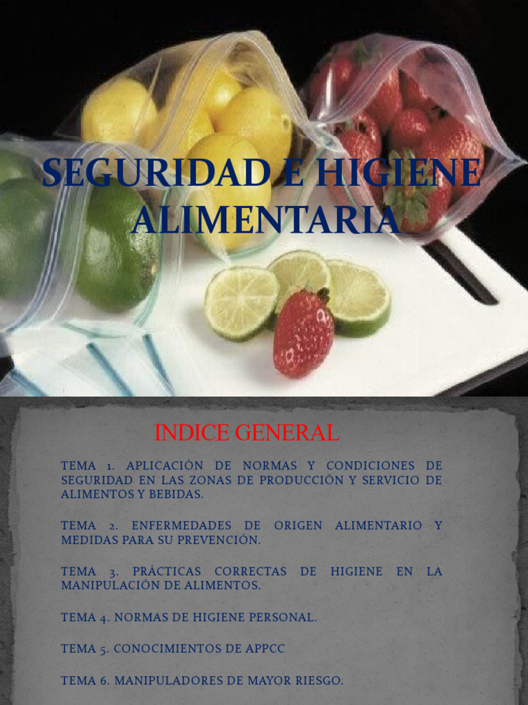 Presentacion Seguridad e Higiene Alimentaria | PDF | Alimentos | Seguridad alimenticia