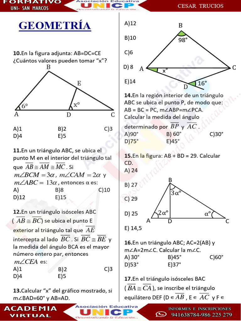 GEOMETRÍA FORMATIVO UNI- UNICP | PDF | Triángulo | Geometría Elemental