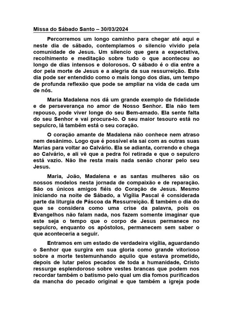 Sábado Santo | PDF | Páscoa | Adoração e liturgia cristã