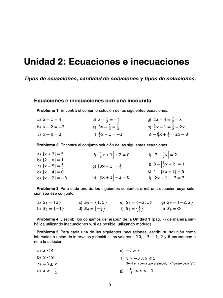 Unidad2-Ecuaciones e Inecuaciones | PDF