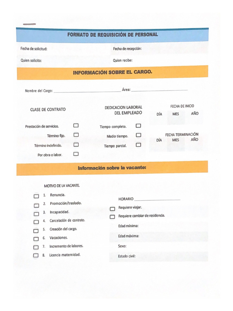Formato Requisicion de Personal | PDF
