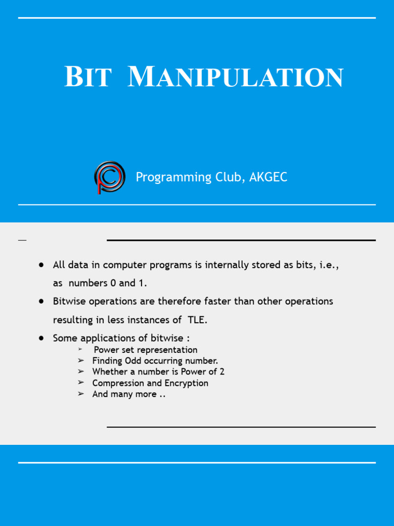 7 Bit Manipulation | PDF | Bit | Computer Programming