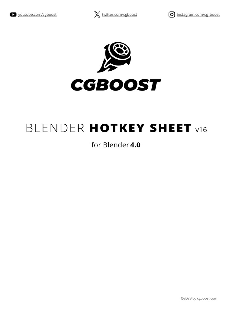 Blender 4.0 Hotkey Sheet Print | PDF | Blender (Software) | Keyboard ...