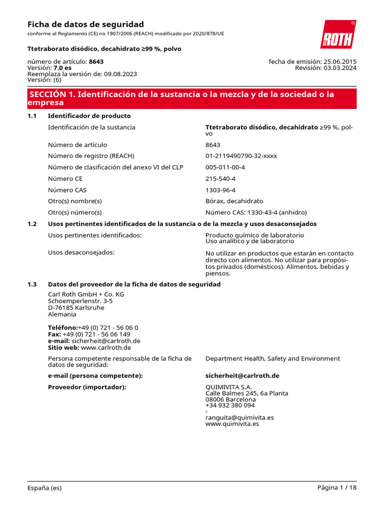 Borax | PDF | Residuos | Toxicidad