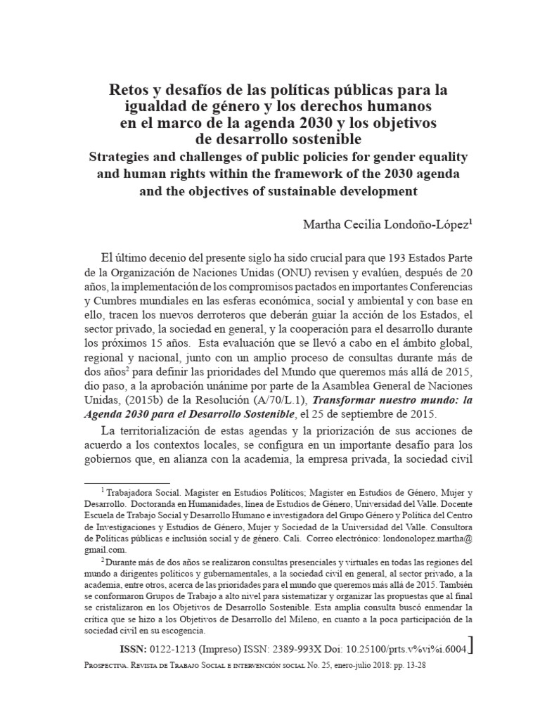 Lectura 1 - ODM A ODS | PDF | Igualdad de género | Estudios de género