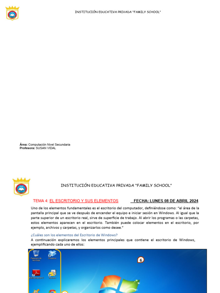 Elementos del Escritorio de Windows | PDF | Interfaces gráficas de usuario | Software del sistema