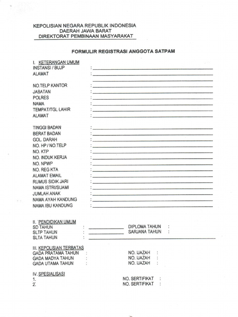 Form Registrasi Kta | PDF Form Registrasi Kta | PDF