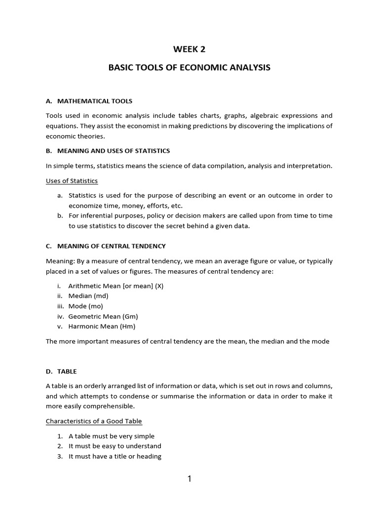 Basic Tools of Economic Analysis | PDF | Mean | Chart