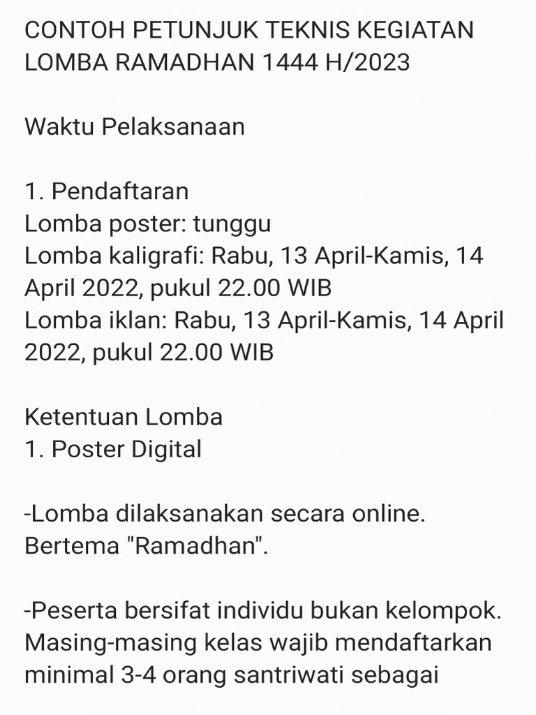 Contoh Acara Susunan Lomba Ramadhan | PDF