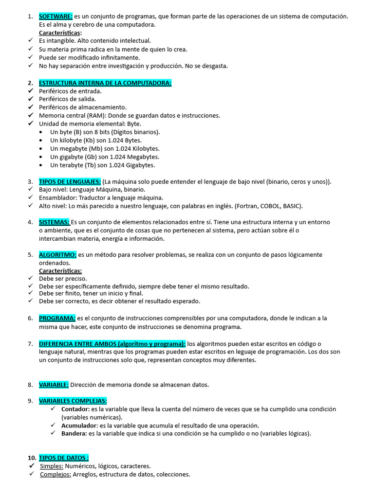 Programación 1 (Resumen) | PDF | Lenguaje de programación | Algoritmos