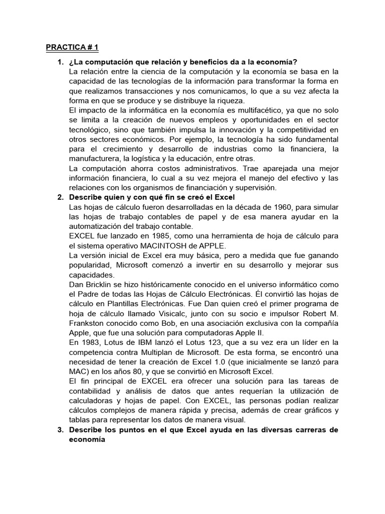 Practica 1 Compu | PDF | Microsoft Excel | Microsoft Word