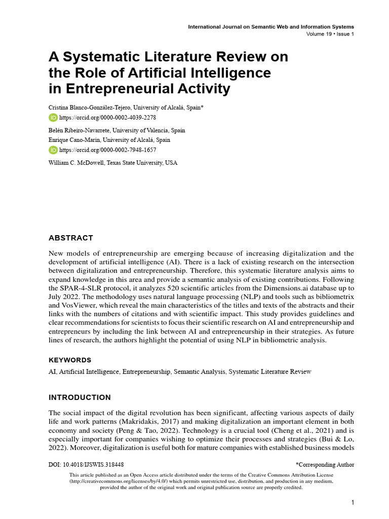 Literatura Ia en El Emprendimiento | PDF | Artificial Intelligence | Intelligence (AI) & Semantics