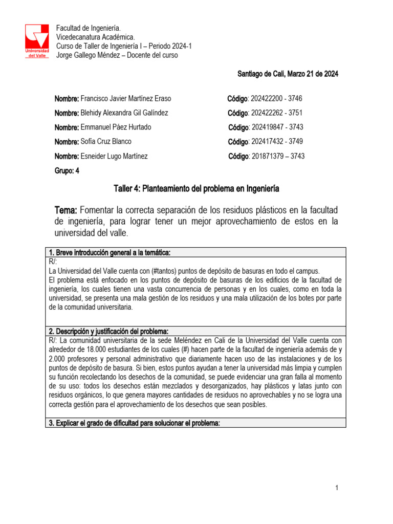 Taller 4 | PDF | Residuos