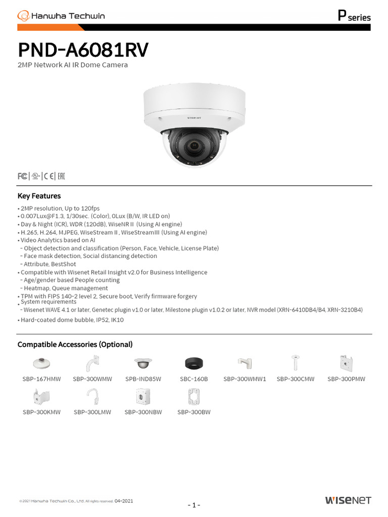 2MP AI IR Dome Camera Features | PDF | Camera Lens | Image Stabilization