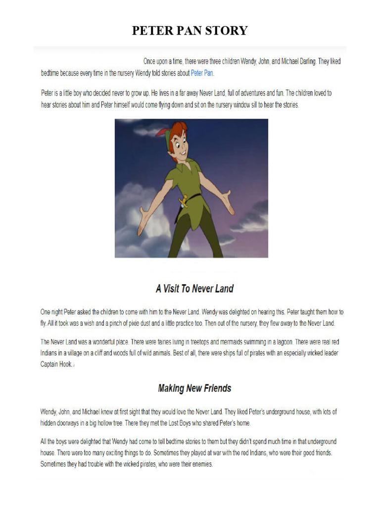 Peter Pan Story | PDF