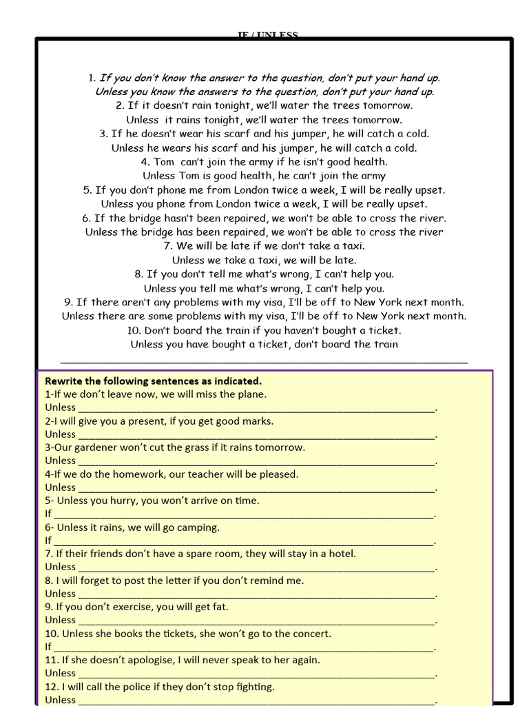 Unless Conditionals Half Done | PDF