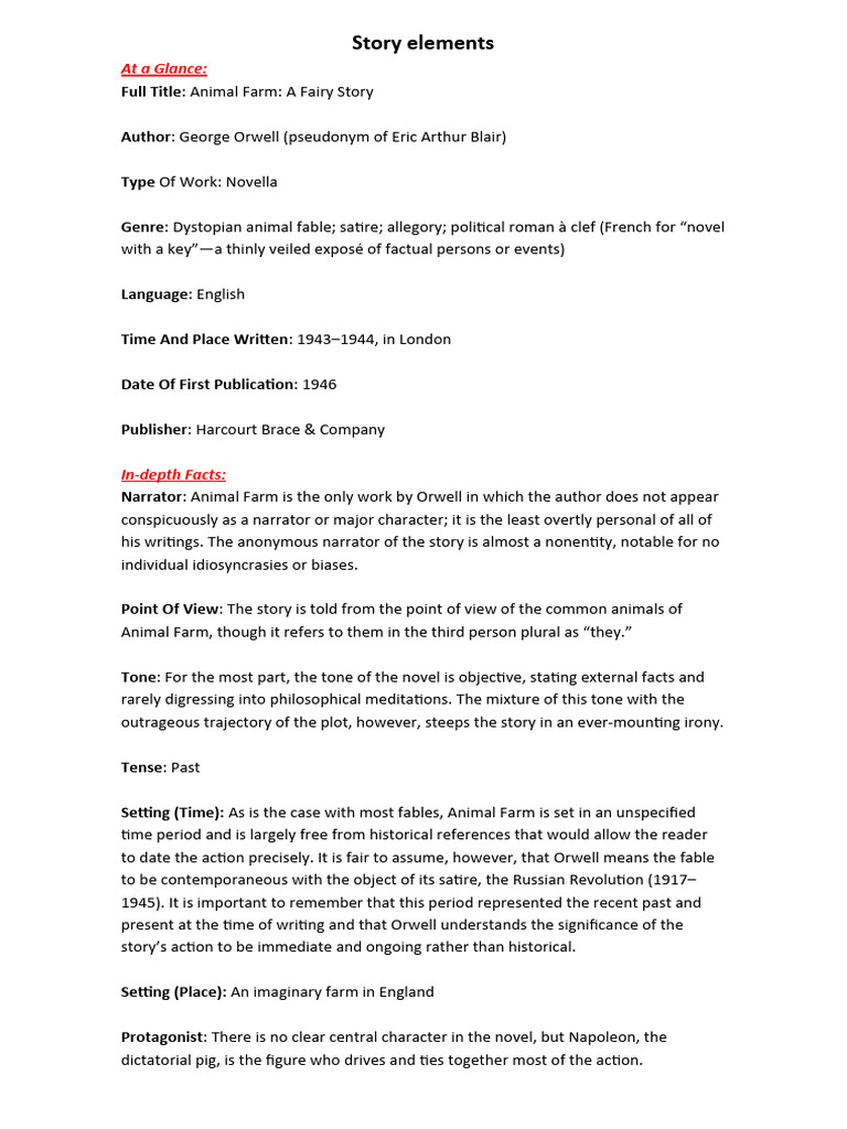 Animal Farm: Dystopian Allegory Overview | PDF | Narration