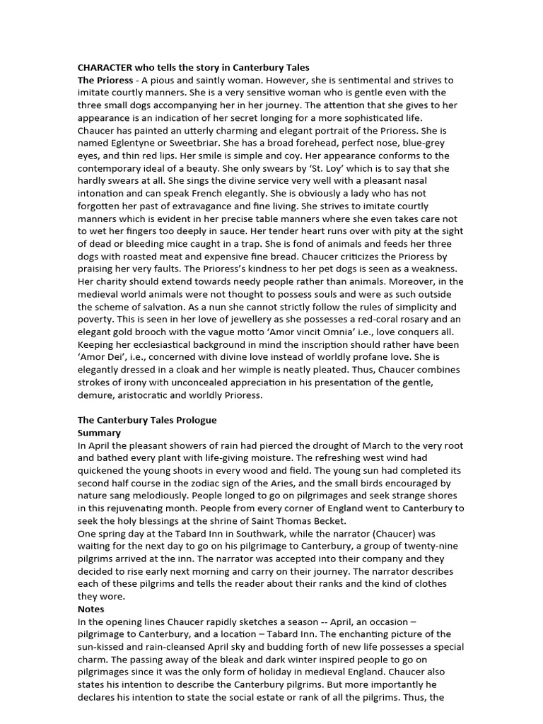 The Prioress | Download Free PDF | The Canterbury Tales | Mary, Mother ...
