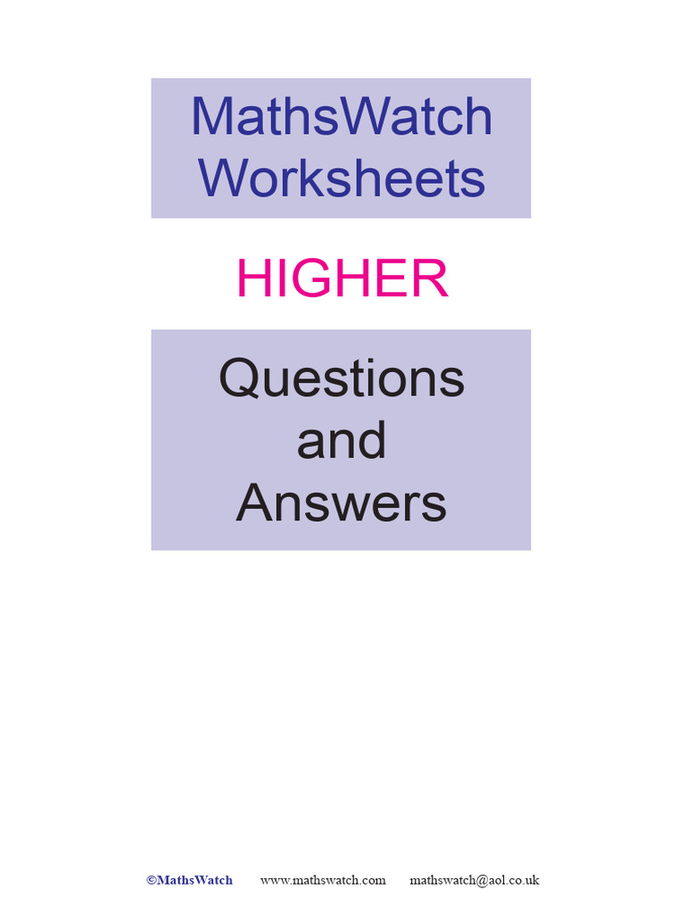 MathsWatch Higher Worksheets Guide | PDF | Quadratic Equation ...