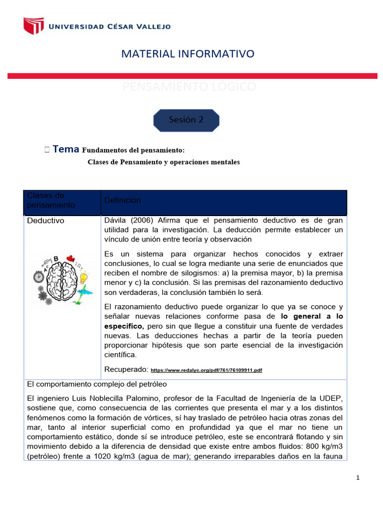 Material Informativo S02 | PDF | Pensamiento | Razonamiento deductivo