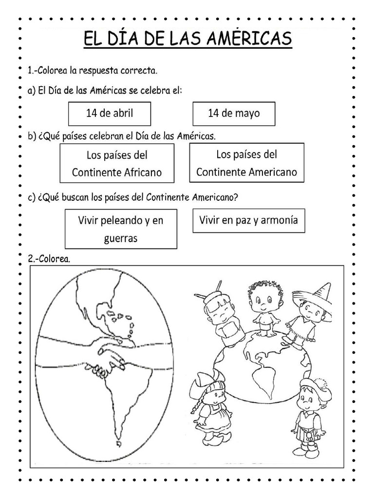 Ficha de Trabajo Dia de Las Americas | PDF