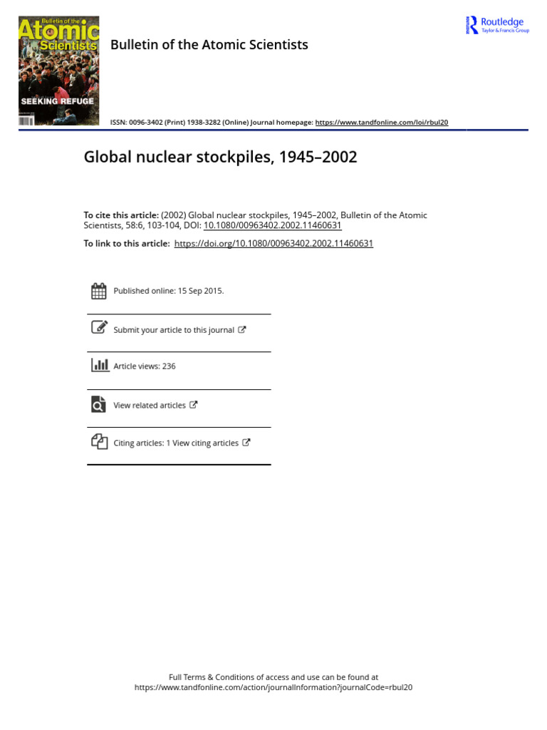 Global Nuclear Stockpiles 1945 - 2002 | PDF | Nuclear Weapons ...