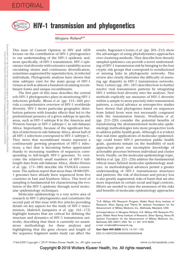 HIV-1 Phylogenetics and Transmission Insights | PDF | Hiv | Virology