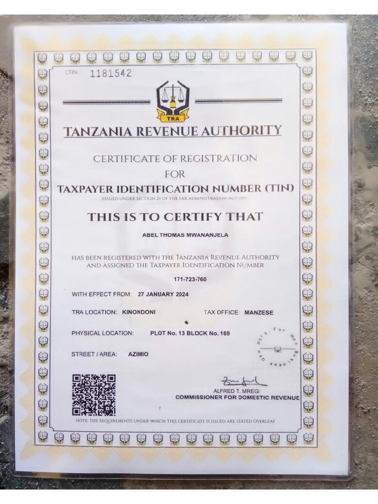 TIN Number Government Document | PDF