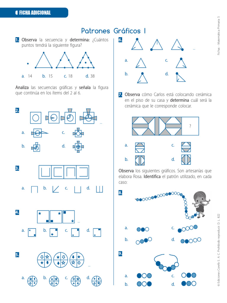 Ejercicios de Patrones Gráficos 5to Primaria | PDF