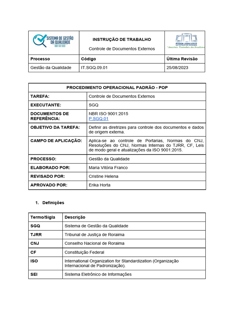 Controle de Documentos Externos ISO 9001 | PDF | Gestão de qualidade