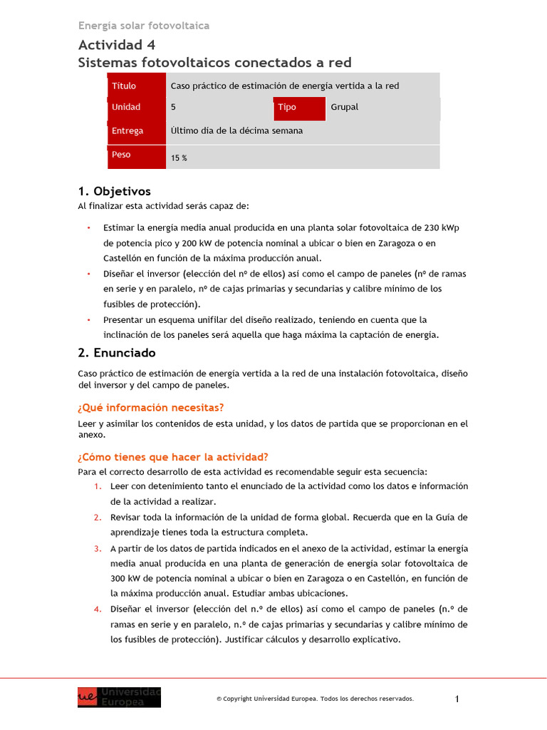 ACT 4 MODULO 4 | PDF | Fotovoltaica | Sistema fotovoltaico