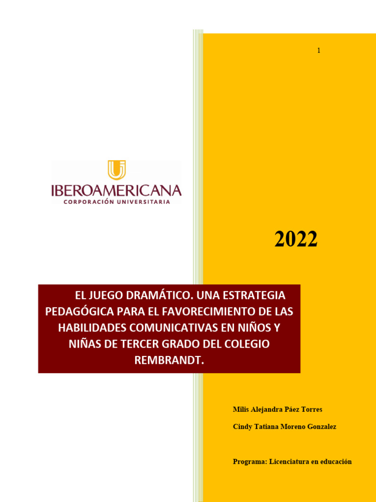MAYO-2022-EL JUEGO DRAMATICO UNA ESTRATEGIA PEDAGÓGICA PARA EL ...
