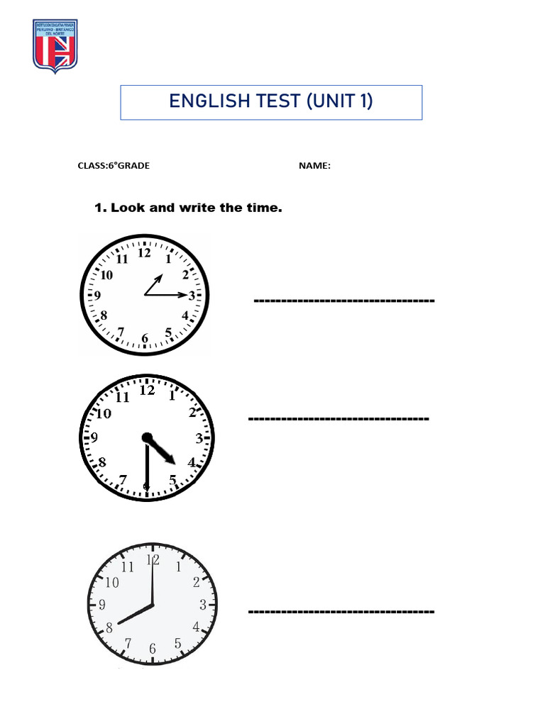 English Test 6°grade | PDF