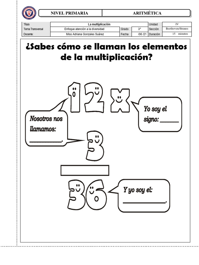 Fichas - La Multiplicación | PDF | Matemáticas | Aritmética