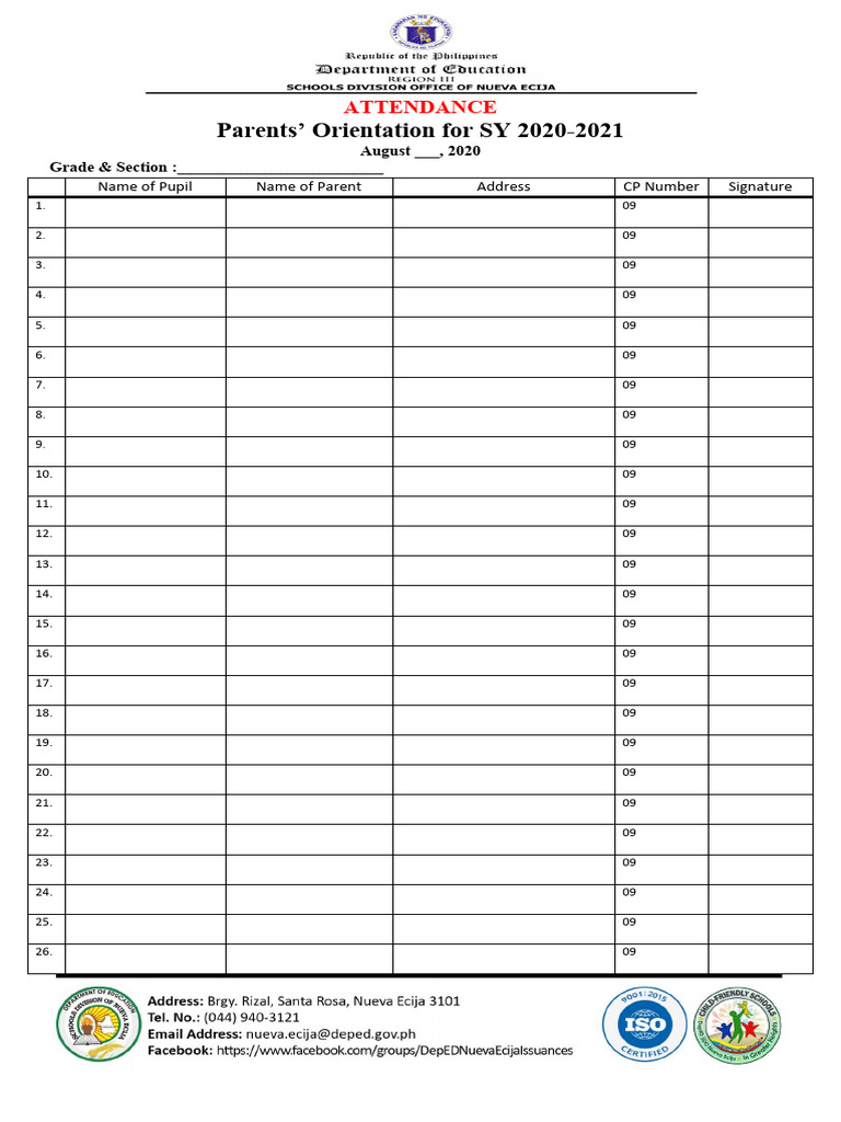 Attendance Pta | PDF