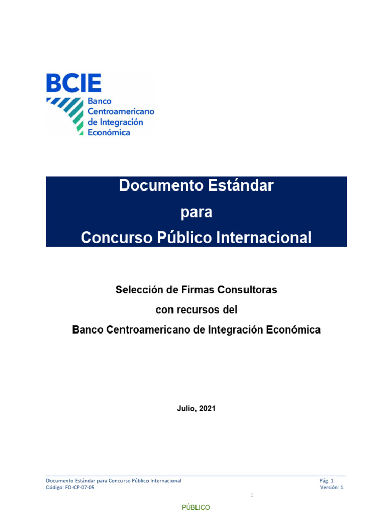 Documento Estandar para Concurso Publico Internacional 2021 | PDF ...