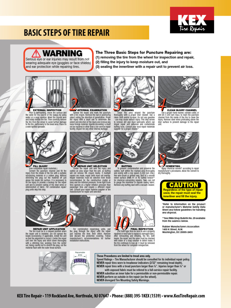 KEX-Basic-Steps-of-Tire-Repair | PDF | Tire