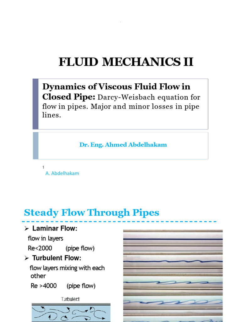 Fluid Mechanics Ii: Dynamics of Viscous Fluid Flow in Closed Pipe | PDF | Fluid Dynamics ...