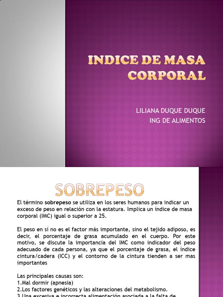 INDICE DE MASA CORPORAL | PDF | Índice de masa corporal | Dieta