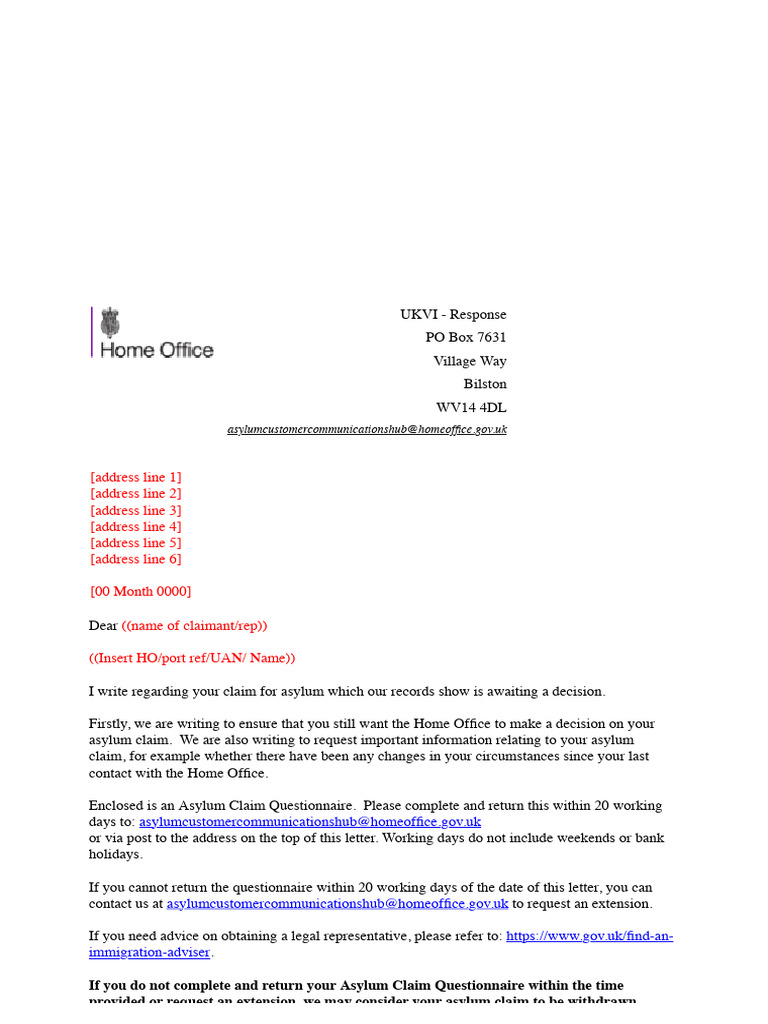 Asylum Claim Questionnaire 26123 Final Updated | PDF | Asylum Seeker | Crimes