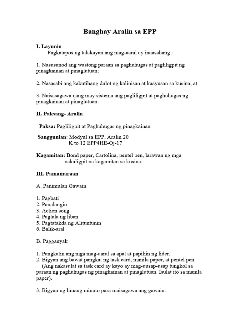 Wastong Paghuhugas NG Pinggan at Pinaglutuan | PDF